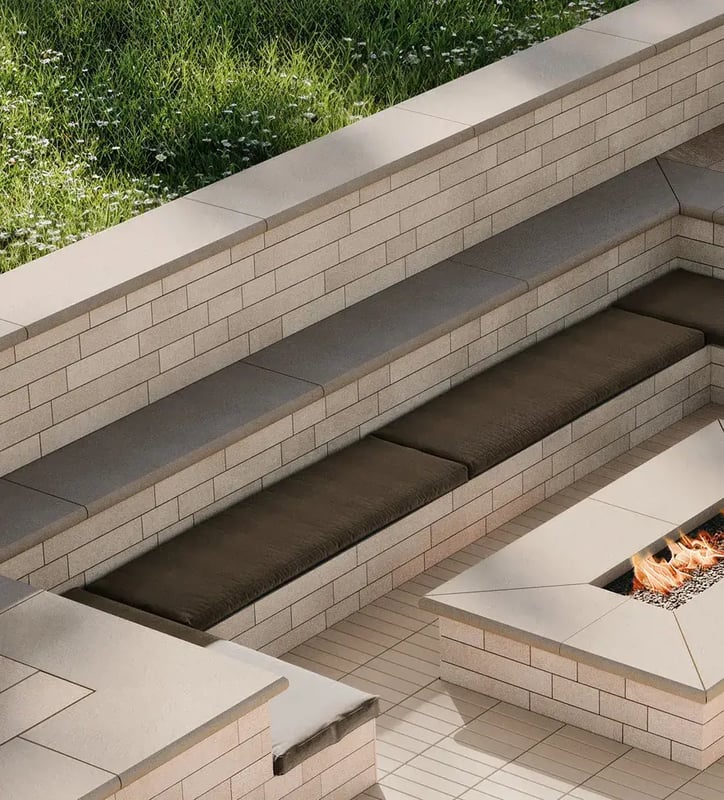 Sandstone Thinset Veneer Wall, Beige | Techo-Bloc